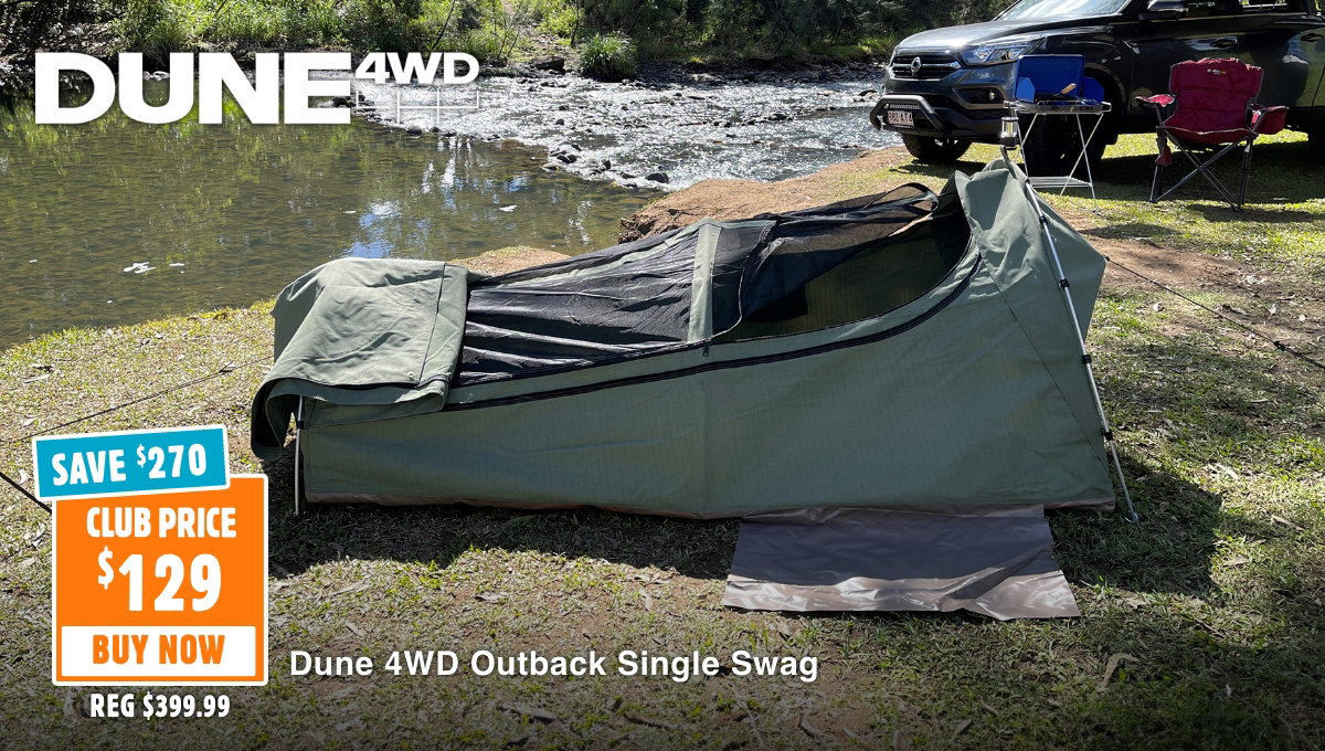 Anaconda: SAVE $270 Dune 4WD Outback Single Swag | Milled