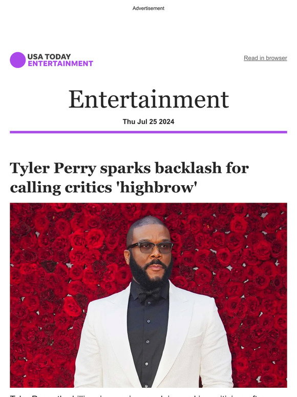 USA TODAY: Tyler Perry sparks backlash for calling critics 'highbrow ...