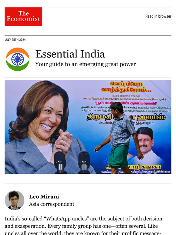 The Economist: Essential India: Usha v Kamala? Meh, says India | Milled