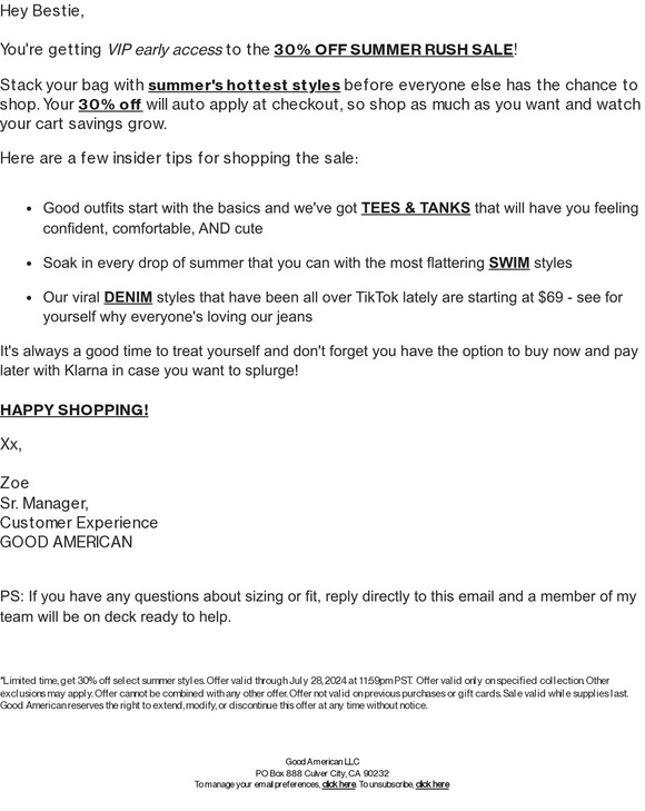 Good American: You've Got VIP Early Access! | Milled