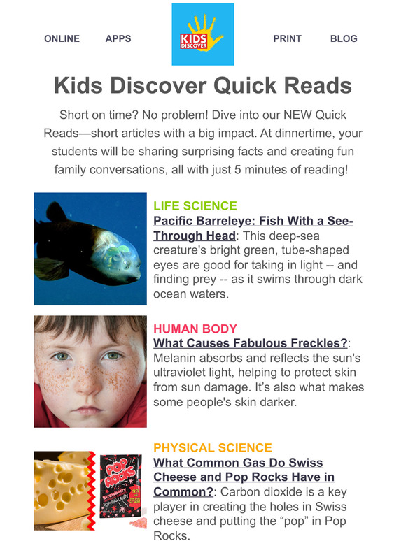 Kids Discover: CORRECTION: New Quick Reads: See-Through Fish, Freckles ...