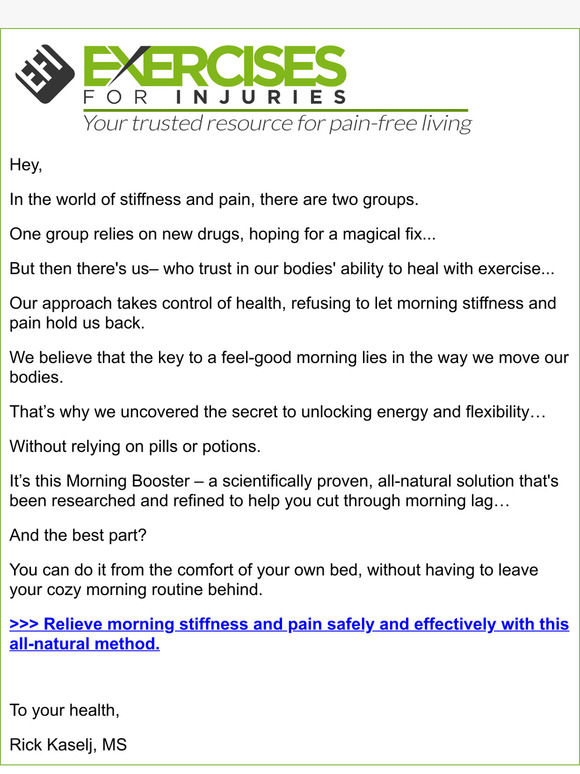 Exercises For Injuries: Loosen Joints for a Feel-good Morning Naturally ...