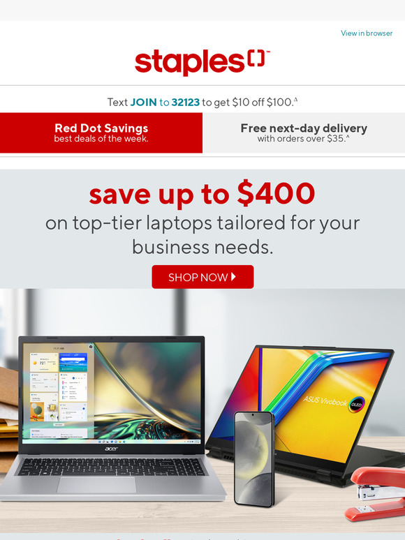 Staples: Starts today: Save up to $300 on laptops💸 | Milled