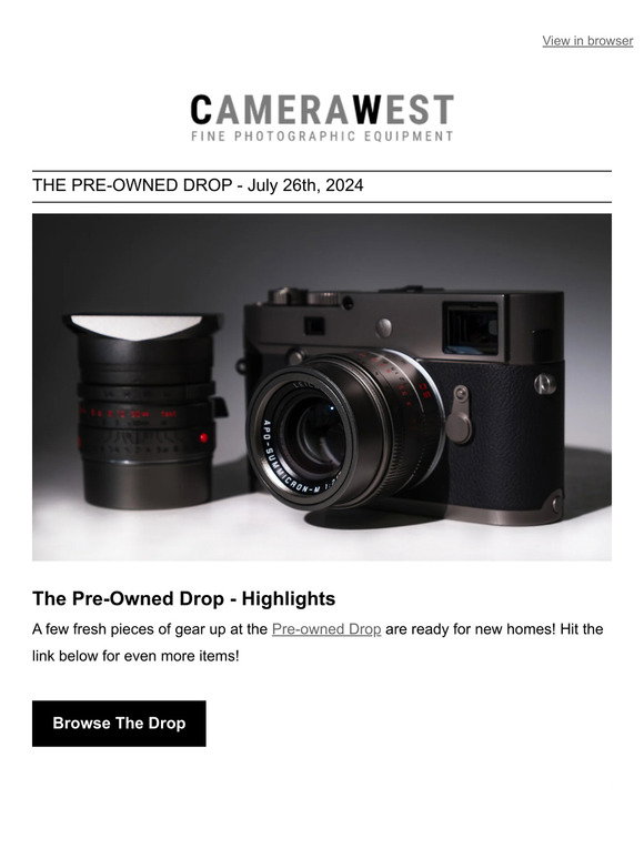 Camera West: Camera West | THE PRE-OWNED DROP - July 26th, 2024 | Milled