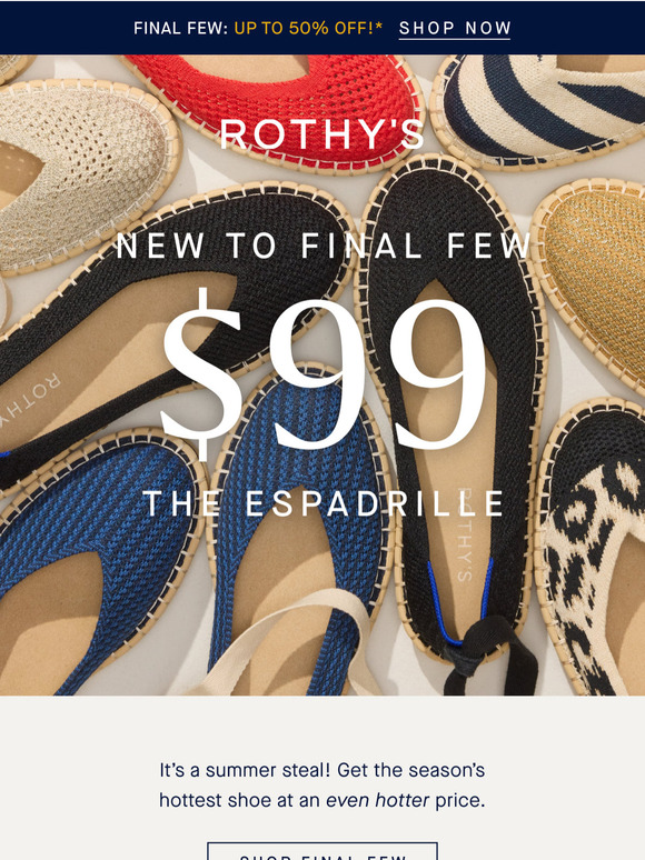 Rothy's: The Espadrille is now $99! Hot stuff. | Milled