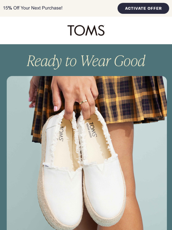 TOMS Email Newsletters: Shop Sales, Discounts, and Coupon Codes