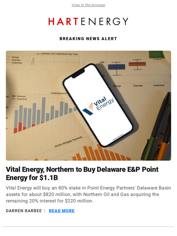 Hart Energy: Breaking News: Vital Energy, Northern to Buy Delaware E&P Point Energy for $1.1B ...