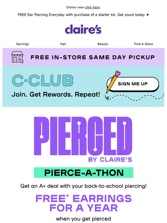 Claire's: Build your back-to-school EarPrint™ with these piercing ...