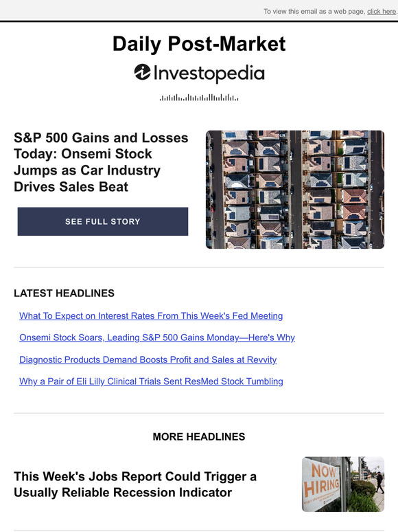 Investopedia: S&P 500 Gains and Losses Today: Onsemi Stock Jumps as Car ...