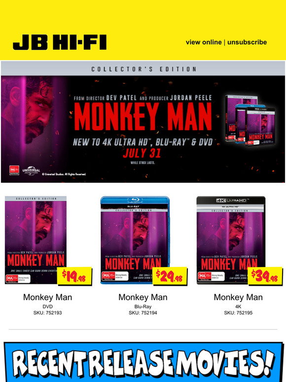 JB Hi-Fi: Monkey Man - Pre-order now! | Milled