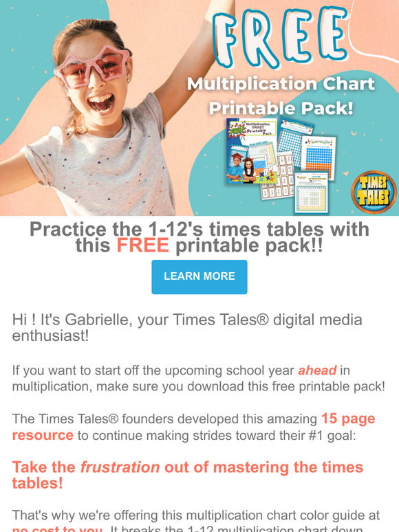 Times Tales: FREE multiplication chart printable pack! 🤩 | Milled