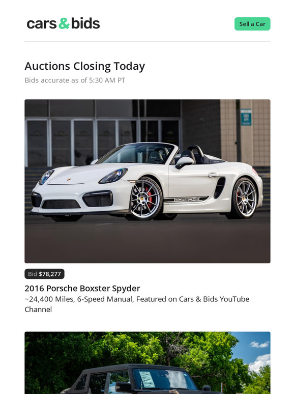 Cars & Bids: Cars & Bids Today | Milled