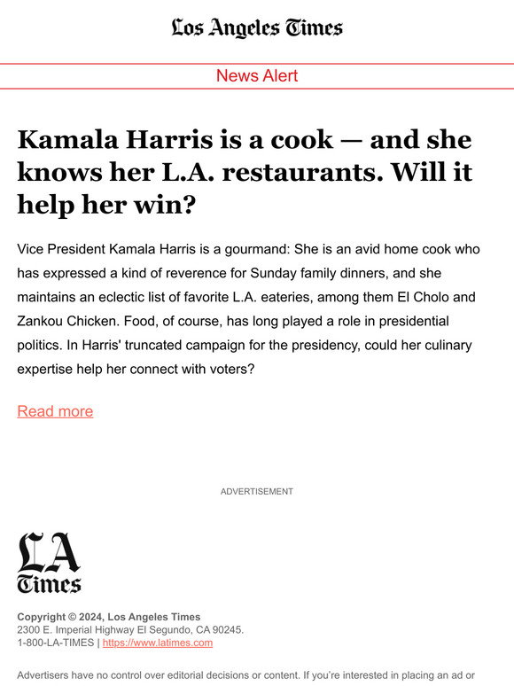 Los Angeles Times: Kamala Harris is a cook — and she knows her L.A ...