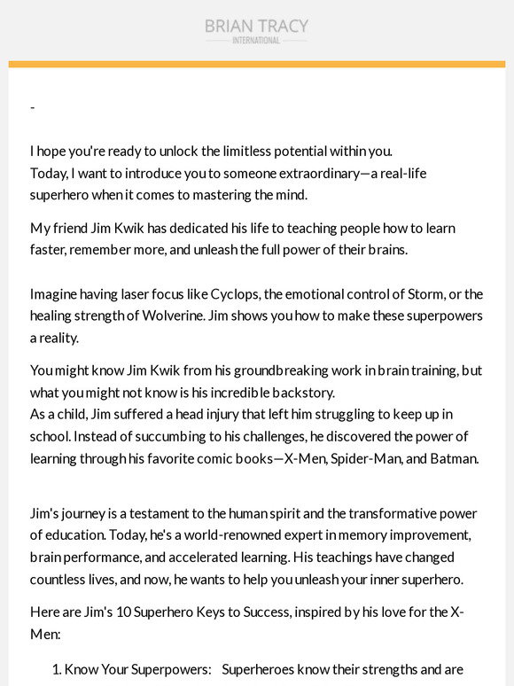 Brian Tracy: How to Unlock Your Brain’s Potential Like the X-Men | Milled
