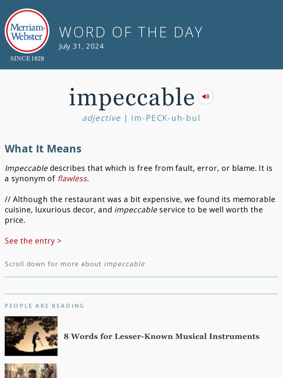 Merriam-Webster: Impeccable - plus, 8 Words for Lesser-Known Musical ...