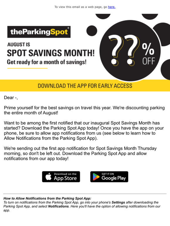 The Parking Spot: Spot Savings Month starts tomorrow! | Milled