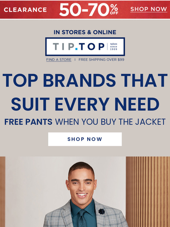 Tip Top Tailors: Save Up To $190 On Top Brands | Milled