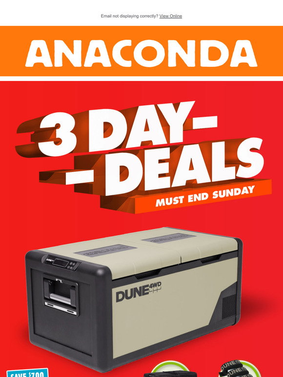 Anaconda: SAVE $700 Dune 4WD 95L Fridge/Freezer BONUS Cover & Straps ...