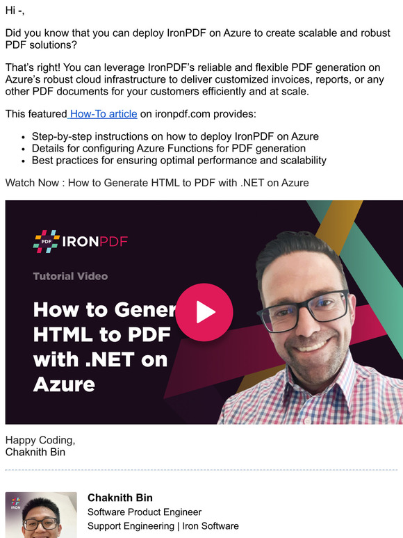 Iron Software Affiliate Program: Did You Know? IronPDF Works on Azure, too! | Milled