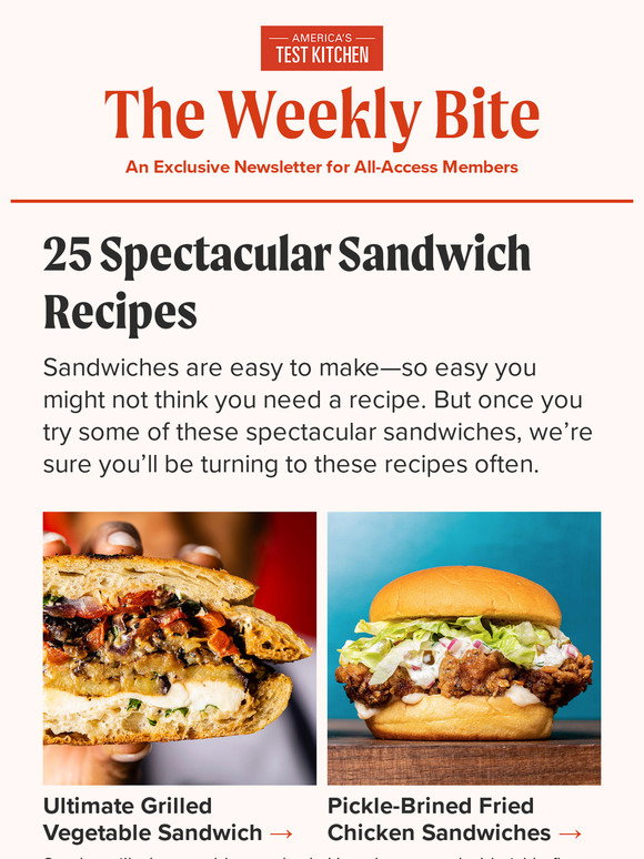 America's Test Kitchen: The Weekly Bite: 25 Spectacular Sandwich ...