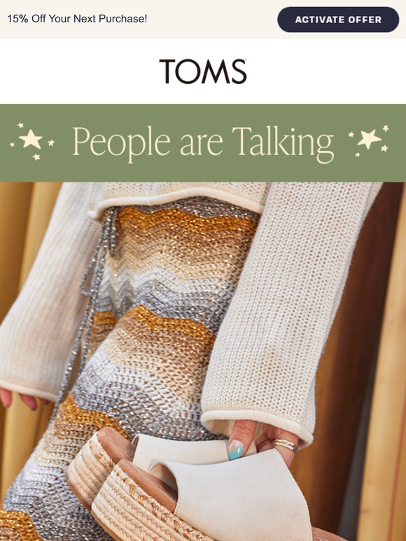 TOMS Email Newsletters: Shop Sales, Discounts, and Coupon Codes