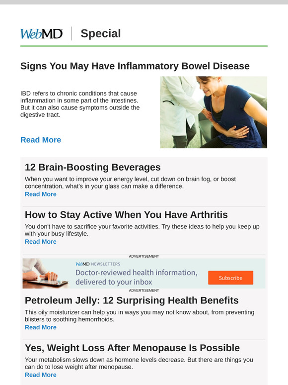 WebMD: Signs You May Have Inflammatory Bowel Disease | Milled