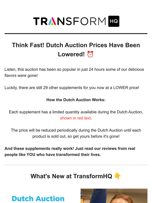 Transform Management LLC: Think fast! Auction prices lowered! ⏰ | Milled