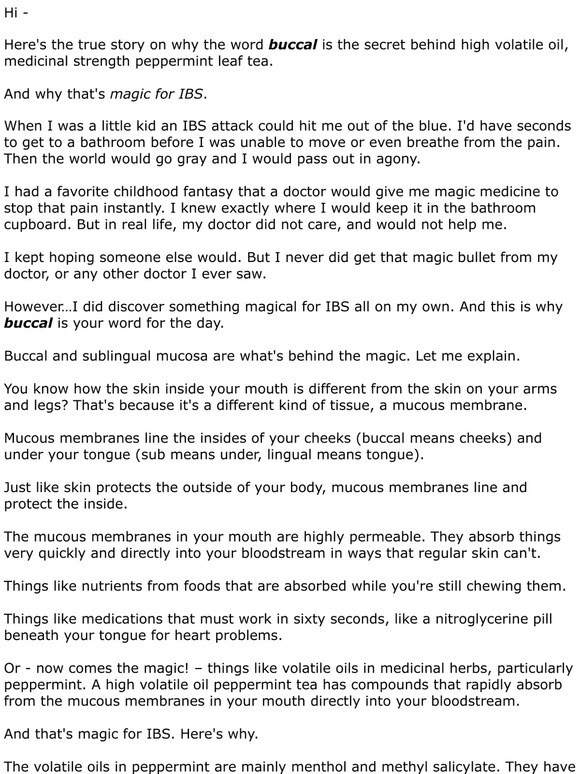 Heather's Tummy Care: Why buccal is your IBS word of the day! | Milled