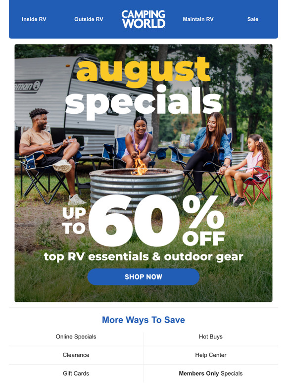 Camping World: Up to 60% Off Top RV & Outdoor Must-Haves | Milled