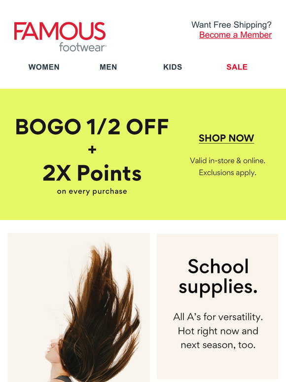 Famous Footwear: Trend report card 📝 Save with BOGO 1/2 off | Milled