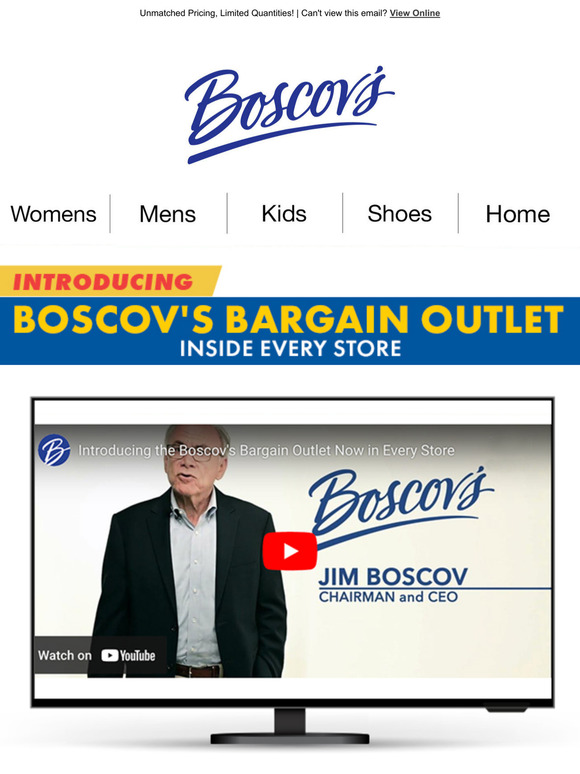 Boscov's: Hear it from Jim Boscov’s Himself! Boscov’s Bargain Outlet ...