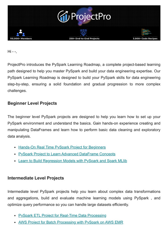 ProjectPro: Learn PySpark by Building 9 Enterprise-Grade Projects | Milled ProjectPro: Learn PySpark by Building 9 Enterprise-Grade Projects | Milled
