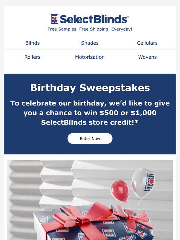 SelectBlinds Canada: Enter Our Birthday Sweepstakes 🎉 | Milled