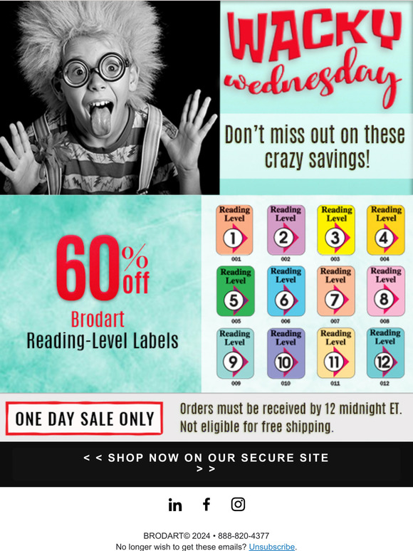 Brodart: Wacky Wednesday Sale August 7, 2024 | Milled