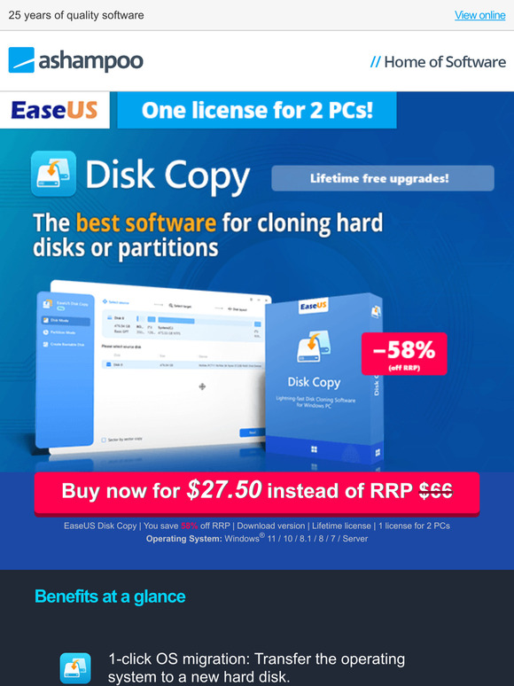 Ashampoo: The best software for cloning hard disks or partitions - EaseUS Disk Copy | Milled