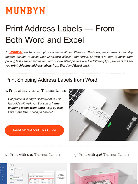 Munbyn: Print Shipping Labels from Word/Excel in 3 Steps!💞 | Milled
