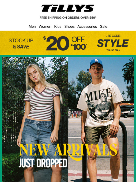 Tilly's: New Arrivals 🆕 $20 Off $100 Stock Up & Save | Milled