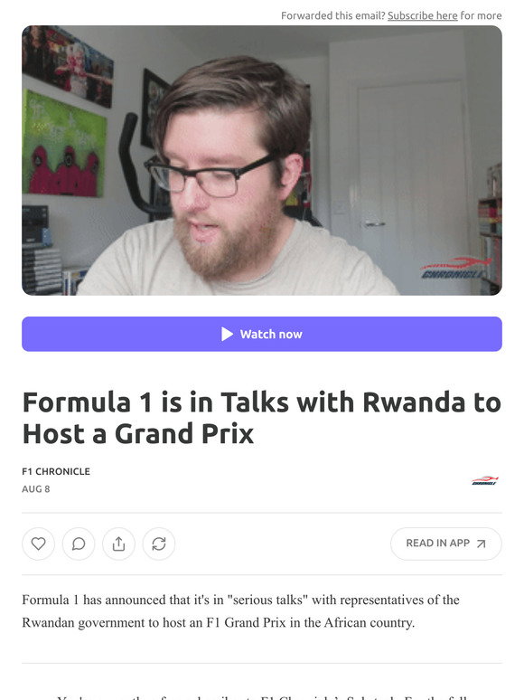 F1 Chronicle: Formula 1 is in Talks with Rwanda to Host a Grand Prix ...