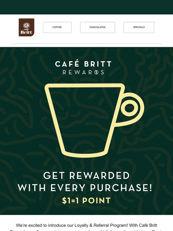 Cafe Britt: Introducing Café Britt Rewards 🎁 Earn with Every Sip! | Milled