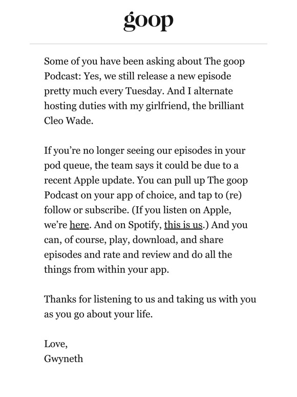 goop Email Newsletters: Shop Sales, Discounts, and Coupon Codes