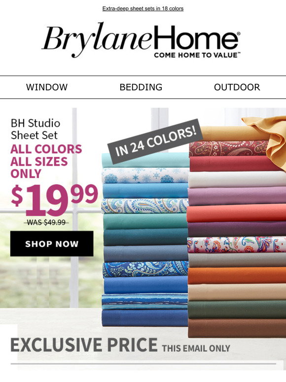 Brylane Home: Your Favorite Sheets are $19.99 | Milled