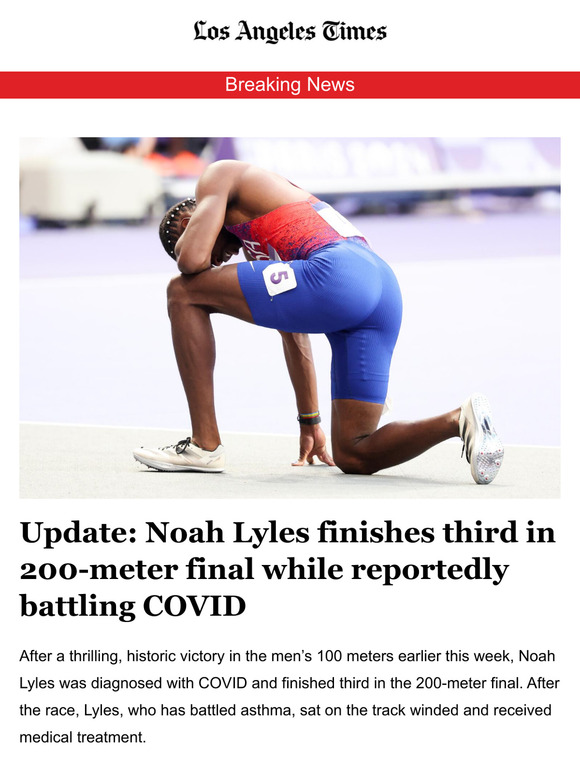 Los Angeles Times: Update: Noah Lyles finishes third in 200-meter final ...