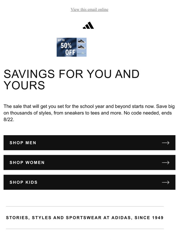adidas Email Newsletters: Shop Sales, Discounts, and Coupon Codes