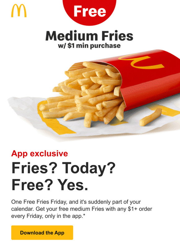 McDonald's: free medium fries every friday | Milled