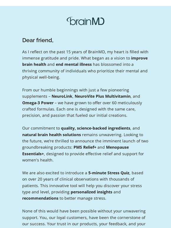 BrainMD Health: Celebrating 15 Years Of BrainMD | Milled