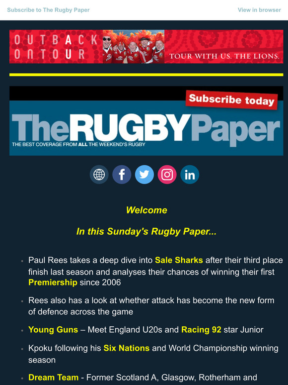 The Rugby Paper: IN SUNDAY'S RUGBY PAPER> PRE-SEASON GETS UNDERWAY ...
