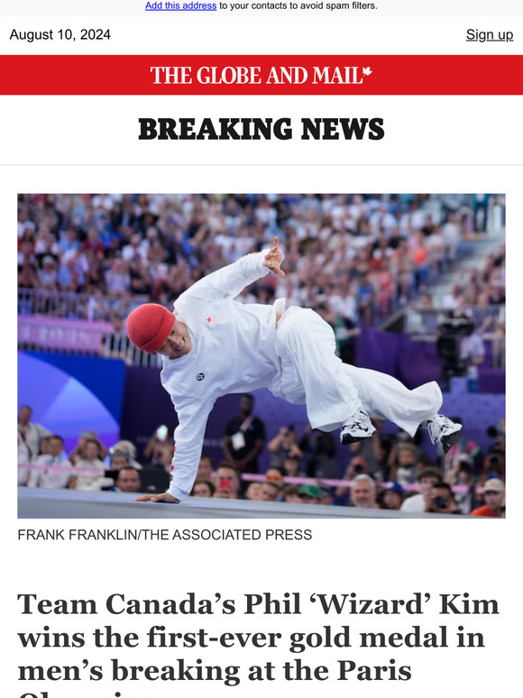 The Globe and Mail: Breaking news: Team Canada’s Phil ‘Wizard’ Kim wins ...