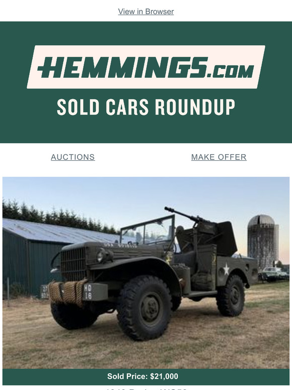 Hemmings: Hemmings Sold Car Weekly Roundup | Milled