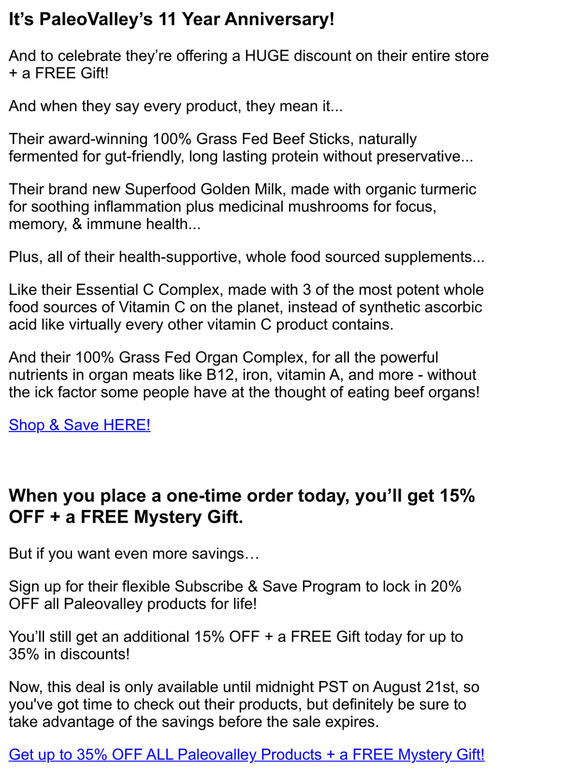 FitStep: PaleoValley Anniversary Sale! Up to 35% OFF + FREE Mystery ...