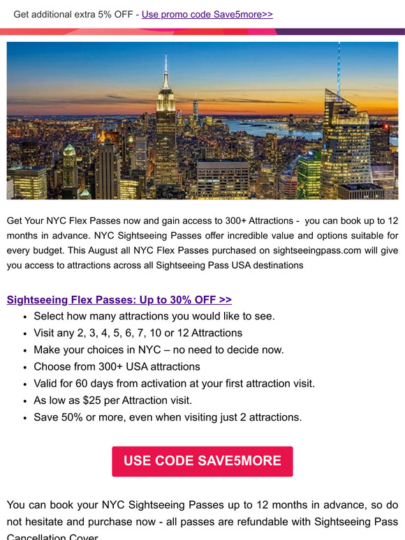 Sightseeing Pass: 300+ Attractions with NYC Flex Passes - August Special 🔔 | Milled